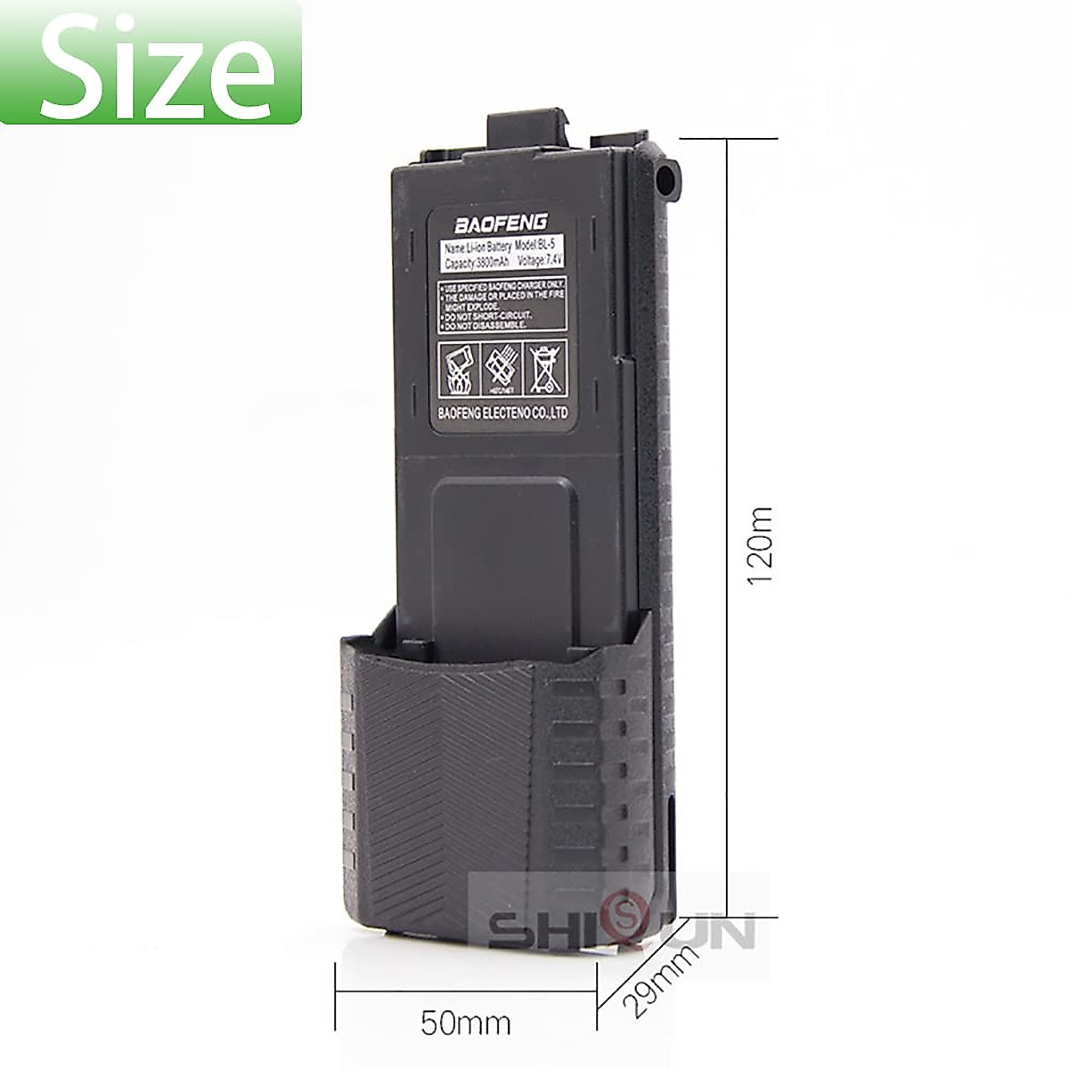 BAOFENG BF-F8HP Battery BL-5 Extended 3800mAh Enlarge Capacity Li-ion Replacement for GMRS Ham Radio UV-5R Series (Red)