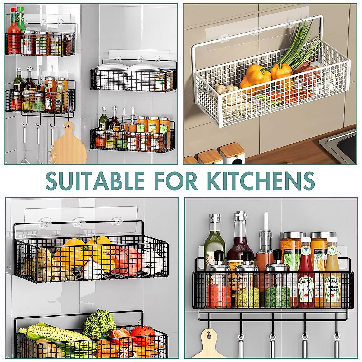 4 Pcs Transparent Shower Caddy Adhesive Replacement No Drilling Adhesive Shower Hooks for Shower Caddy Bathroom Waterproof Strong Sticker Hooks for Bathroom Storage Shelves and Kitchen Racks