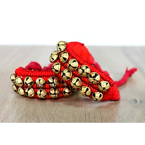 eSplanade Ghungroo, Ghungru (20 + 20) - 2 Line Ghunghroo on Red Cushion Pads | Kathak Indian Classic Dance