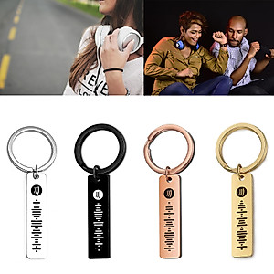 Custom Scannable Spotify Code Keychain Personalized Spotify Music Song Code Key Ring Personal Anti-Lost Name Phone Number Keychains Drive Safe Car Keyring for Men & Women Gifts