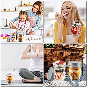 Nialnant Overnight Oats Containers with Lid and Spoon,2 Pack Mason Jars for Overnight Oats,Reusable Overnight Oats Jars for Yogurt Parfaits,Fruit,Vegetable