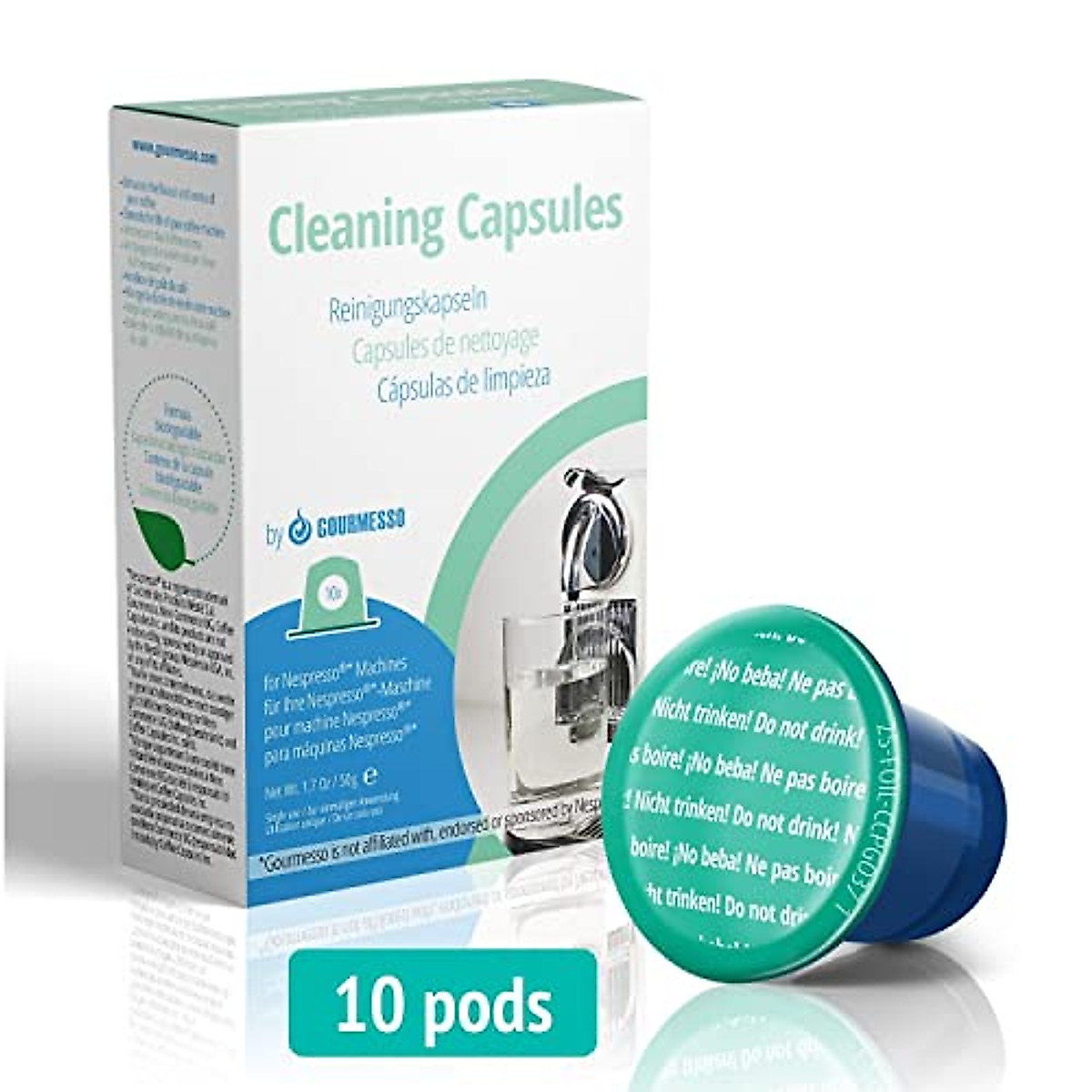 Nespresso Cleaning Pods - 10 Cleaning Capsules for Nespresso Original Machines. Cleaning Kit for Better Tasting Coffee!