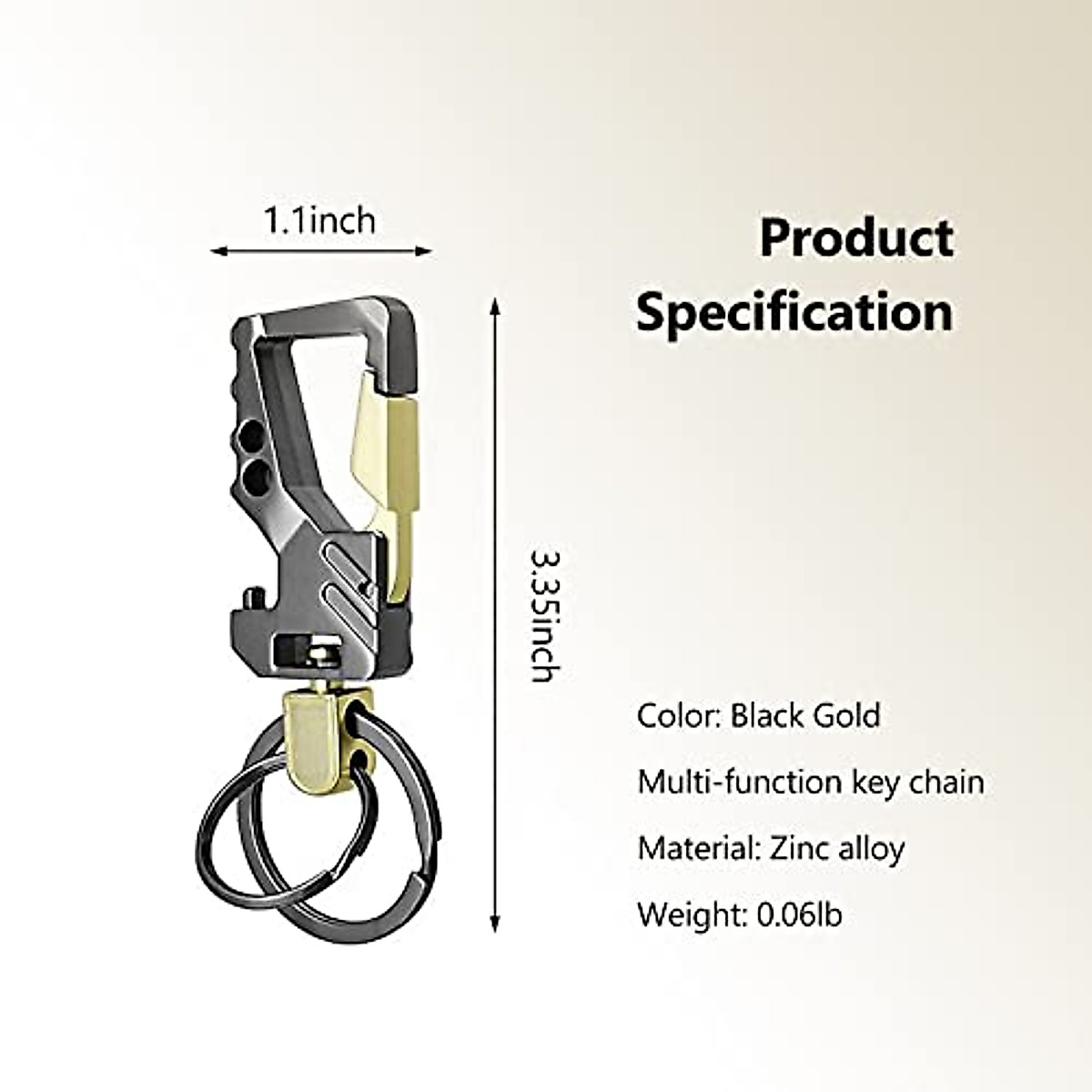 Yonput 1 PC Heavy Duty Key Chain with 2 Key Rings Bottle Opener Keychain Key Chains for Carabiner for Men and Women (Black)