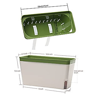 GardenBasix Self Watering Planter Pots Window Box for Indoor Plants Home Garden Modern Decorative Flower Pot for All House Herbs Succulents Set of 6 (6, Green(Rectangle))