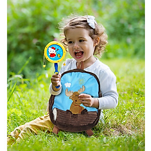 Puzzled DolliBu Moose Stuffed Animal Backpack - Super Soft Plush Stuffed Animal Bag for Children Accessories, Kids First Travel Plush Bag Toy For Boys & Girls- 11"