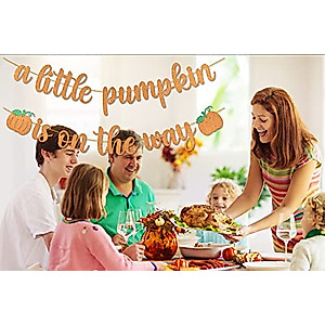 Pumpkin Baby Shower Decorations A Little Pumpkin is On the Way Banner Orange Glitter Pumpkin Boy Girl Birthday Party Decorations Orange Little Pumpkin Banner Thanksgiving Fall Theme Gender Reveal Baby