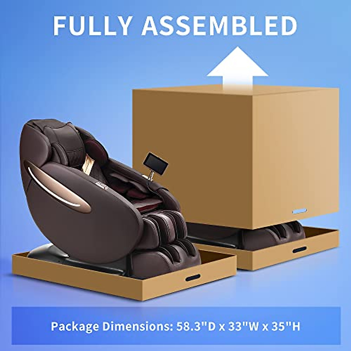 MYNTA 2023 3D Massage Chair Full Body - Zero Gravity Massage Chair Recliner with SL Track, AI Voice Control, LCD Screen, Quick Access Buttons, USB Charger, Auto Body Scan, Bluetooth, Brown