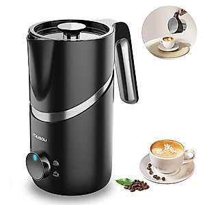 iTRUSOU Milk Frother and Steamer, 8-in-1 Electric milk frother, Automatic Hot and Cold Foam Maker for Coffee, Stainless Steel Milk Warmer Dishwasher Safe (Black)