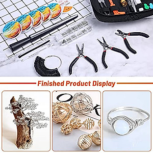 Audab Jewelry Wire Wrapping Jewelry Making Supplies Kit, Ring Sizer Measuring Tools Kit with Jewelry Tools, Ring Craft Wires, Jewelry and Jewelry Findings for Rings Making Jewelry Repair