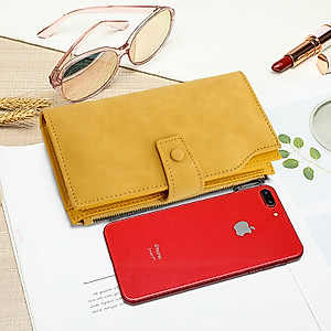 TAN.TOMI Wallet Women, Vegan Leather Women Wallet Large Capacity, Wallet for Women RFID Blocking with Multi Card Organizers