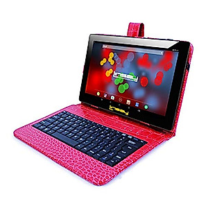 LINSAY 10.1" 1280x800 IPS Screen 2GB RAM 32GB Android 11 Tablet with Red Crocodile Style Keyboard