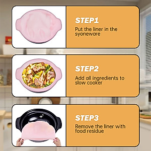 Silicone Slow Cooker Liners, Reusable Cooking Liner Fit Crock-Pot 6-8 Quarts Slow Cooker, Leakproof Dishwasher Safe Cooker Bags Liners for Oval or Round 6 7 8QT CrockPot.