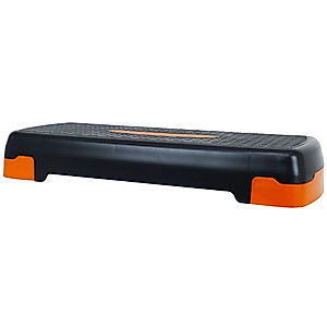 Fitvids Adjustable Workout Aerobic Stepper Step Platform Trainer, 27-Inch, Black/Orange