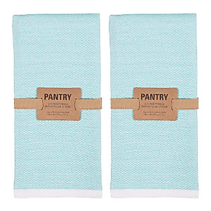 Reversible Terry Web Kitchen Towels | Set of 6 18 x 28 Inch Absorbent, Durable, Beautiful, and Luxuriously Soft Kitchen Towels | Perfect for Kitchen Spills, Cleaning, and Drying Your Hands - Aqua