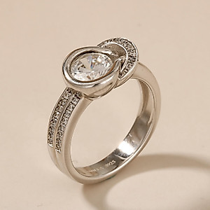 Jeulia Engagement Rings Sterling Silver Knot Round Cut Infinity Statement Promise Wedding Band unique halo crystal Anniversary Bridal Classic birthstones Ring Set With Gift Jewelry Box (white, 8)