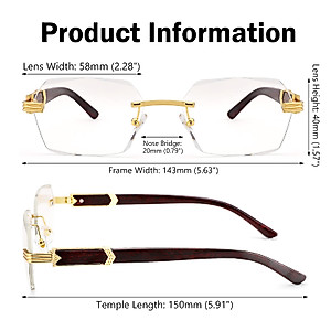 COASION Fashion Rimless Frameless Sunglasses for Women Men Y2k Retro Sun Glasses Square Tinted Glasses (Gold/Transparent)