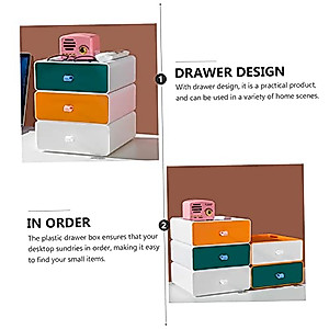 CAXUSD 1pc Storage Box Locker Sundries Container Desktop Storage Case Drawer Storage Cabinet Stocking Storage Container Single Stackable Drawer White Storage Drawers Plastic Green