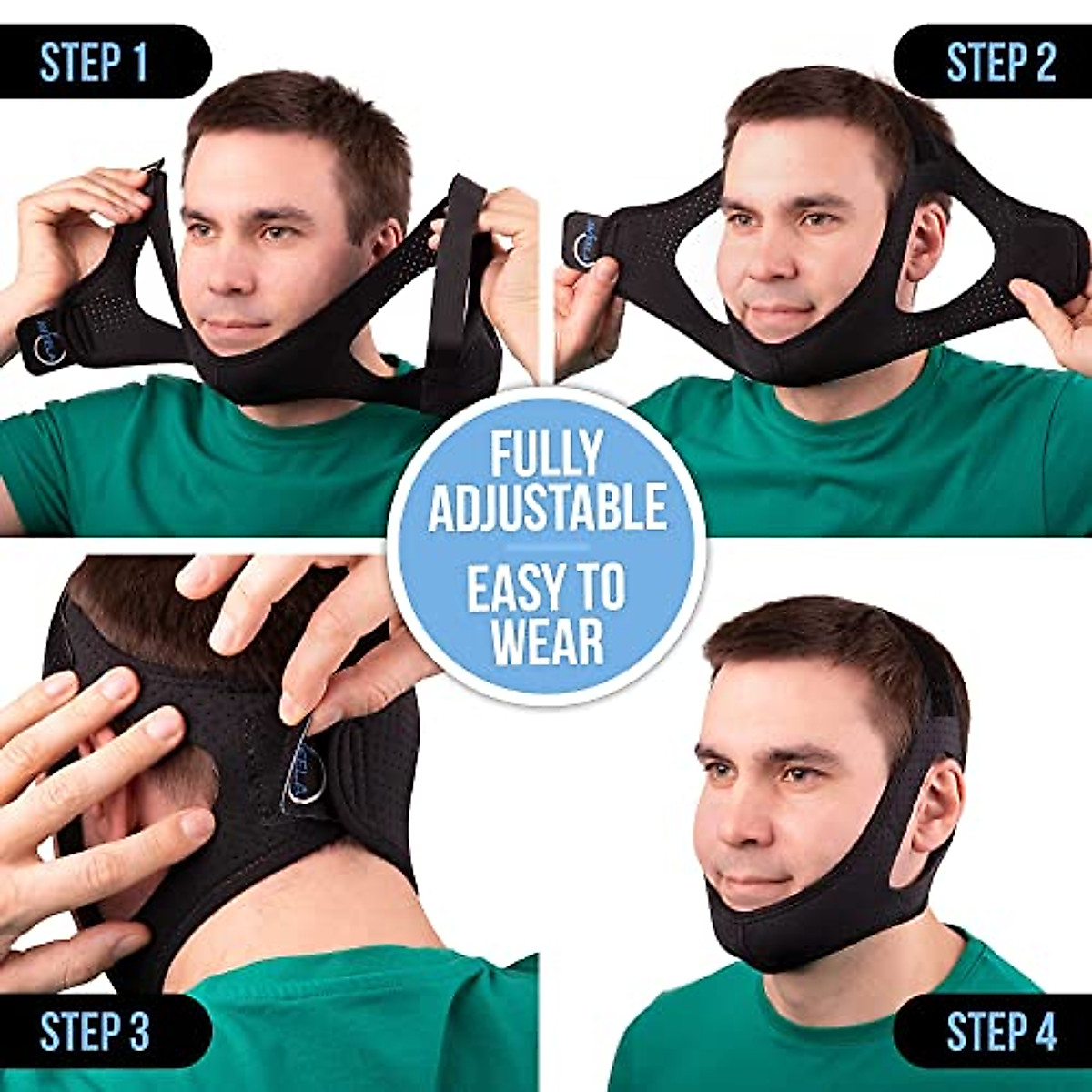 AVEELA Anti Snoring Chin Strap for CPAP Users | Large | Keep Mouth Closed While Sleeping | Adjustable Premium Snore Stopper Head Strap for Men and Women | Itch-Free Material for Uninterrupted Sleep