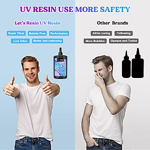 LET'S RESIN UV Resin, Upgraded 500g Crystal Clear UV Resin Hard, Low Odor Ultraviolet Epoxy Resin, UV Light Cure Solar Sunlight Activated Glue for Jewelry, Craft Decoration