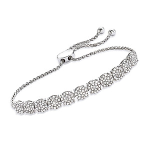 Ross-Simons 2.00 ct. t.w. Diamond Cluster Bolo Bracelet in Sterling Silver