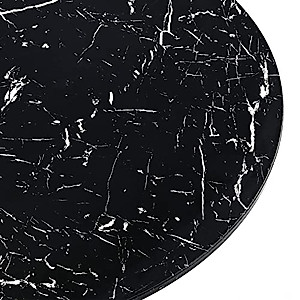 VONLUCE 32 Inch Round Dining Table with Faux Marble Top for Kitchen Bar Patio and More, Modern Small Coffee Table Living Room Accent Table with Tulip Style Metal Base and 165lb Capacity for 2-4, Black