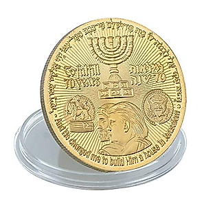 GRHOSE 2020 King Cyrus Donald Gold Plated Commemorative Coin Jewish Temple Jerusalem Israel Trump Commemorative Coin (1 Pcs)