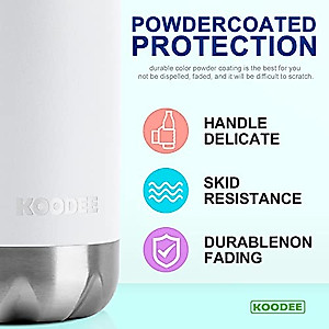 koodee Water Bottle-9 oz Stainless Steel Double Wall Vacuum Insulated Water Bottle, Cola Shape Leak Proof Sports Bottle for School (White)