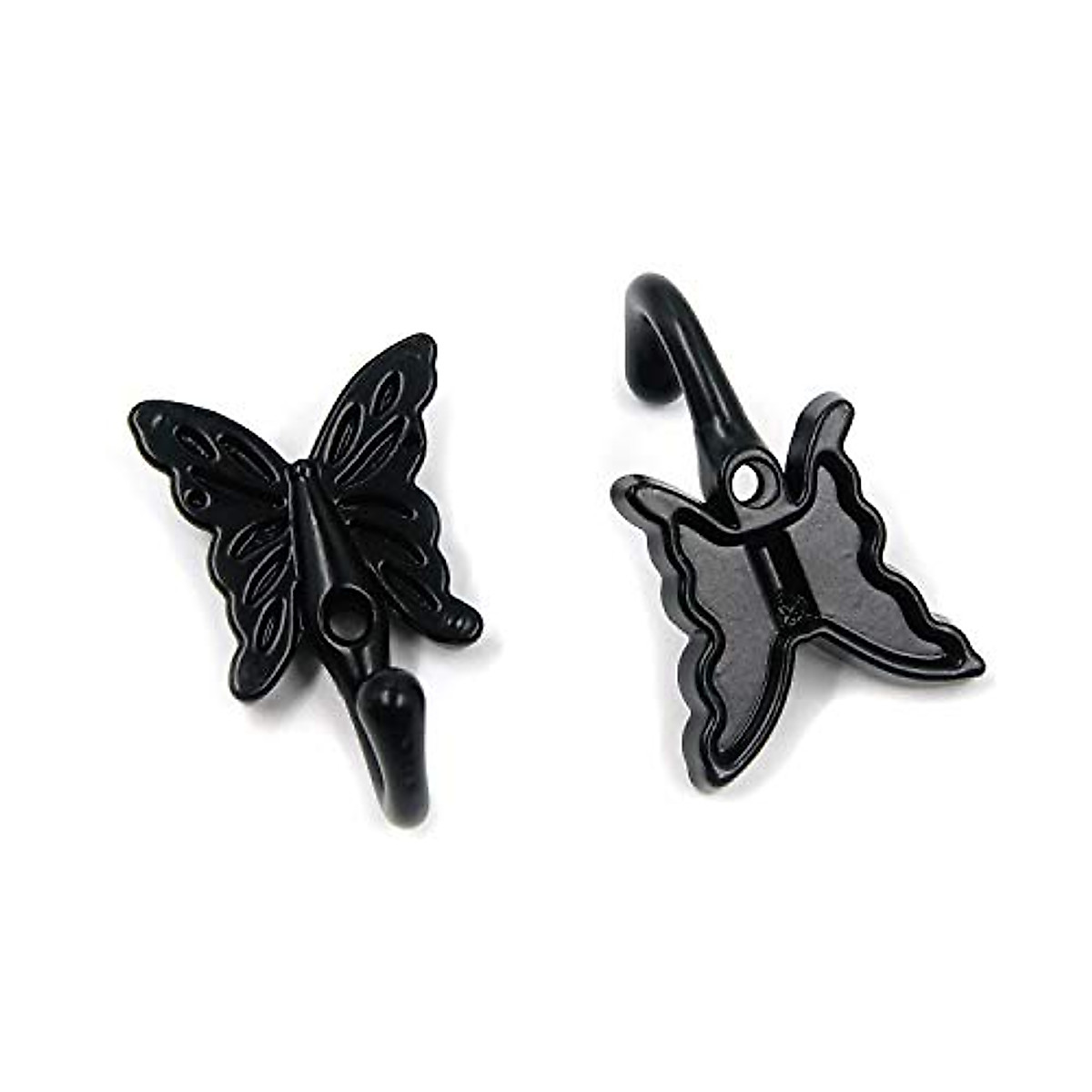 Geesatis 6 pcs Vintage Wall Mounting Hanger Hooks Butterfly Style Hat Hook Coat Hook for Hanging Towels Clothes Scarves Keys, with Mounting Screws, Black