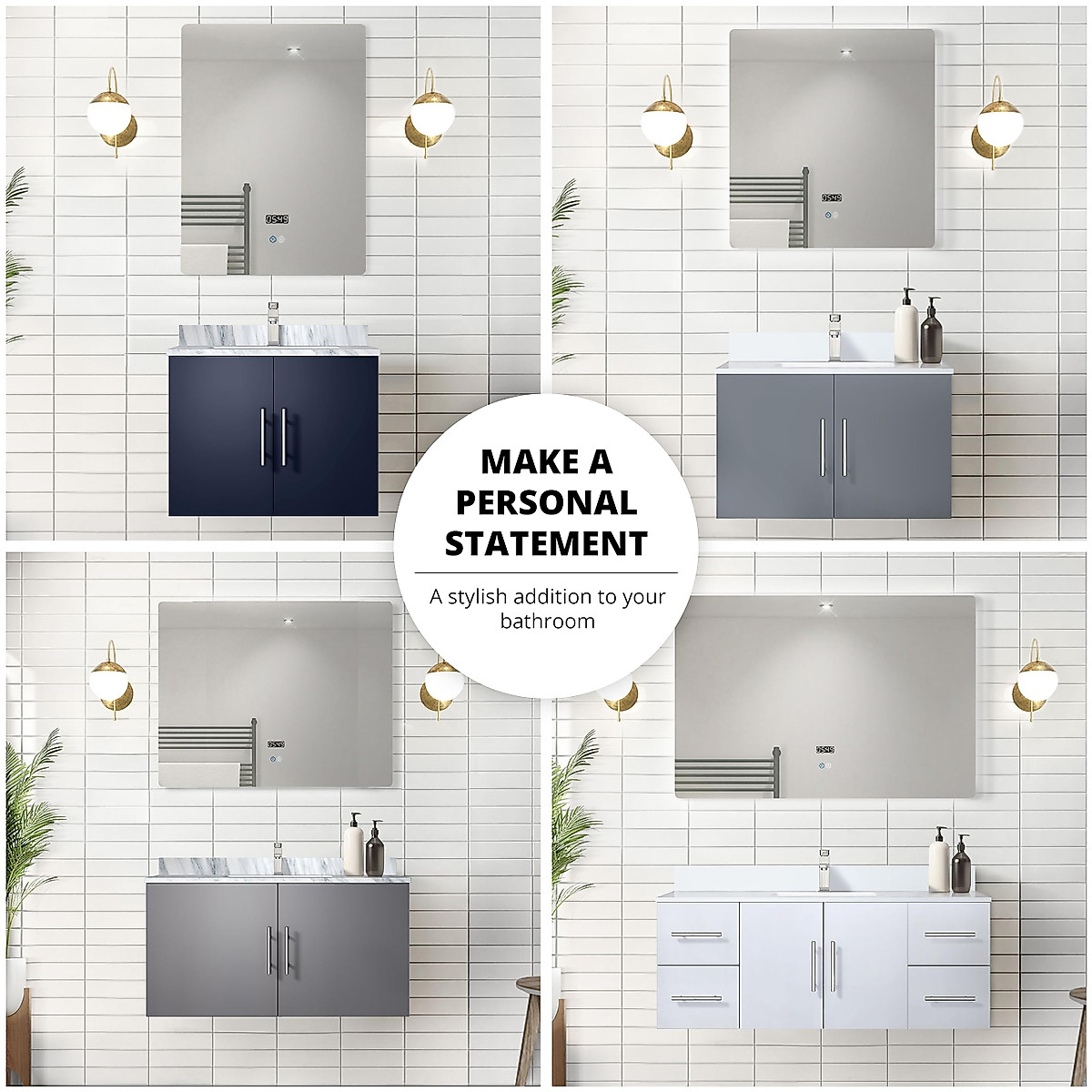 Bell+Modern Sonoma 80 in. W x 22 in. D Glossy White Double Bath Vanity and White Quartz Top