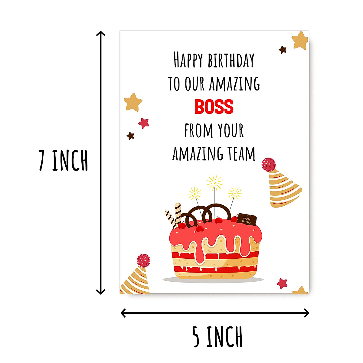 LillaGifts Boss Birthday Card, 5 x 7 inches, Multicolor, Envelope Included