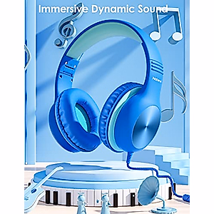 Kids Headphones with MIC, Over-ear, 85/94dB Safe Volume Limit, Sharing Function, HD Sound, Headphones for School, Toddler, Headset for On-line Study, Travel