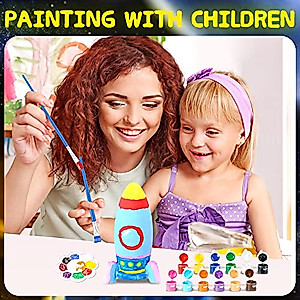 Paint Your Own Rocket Lamp Kit, DIY Rocket Night Light, Arts and Crafts Supplies Kit for Kids, Arts and Crafts Activities for Toddler Boys Girls Toddler, Creativity Paint Kit for Kids Ages 4-8,8-12