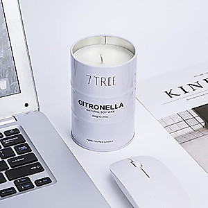 Citronella Candle Outdoor, Garden Citronella Oil Scented Candle, Large Soy Wax Tin Candle for Indoors, Outdoors, Garden,Camping, 60 Hours Long Burning, 12.34Oz White