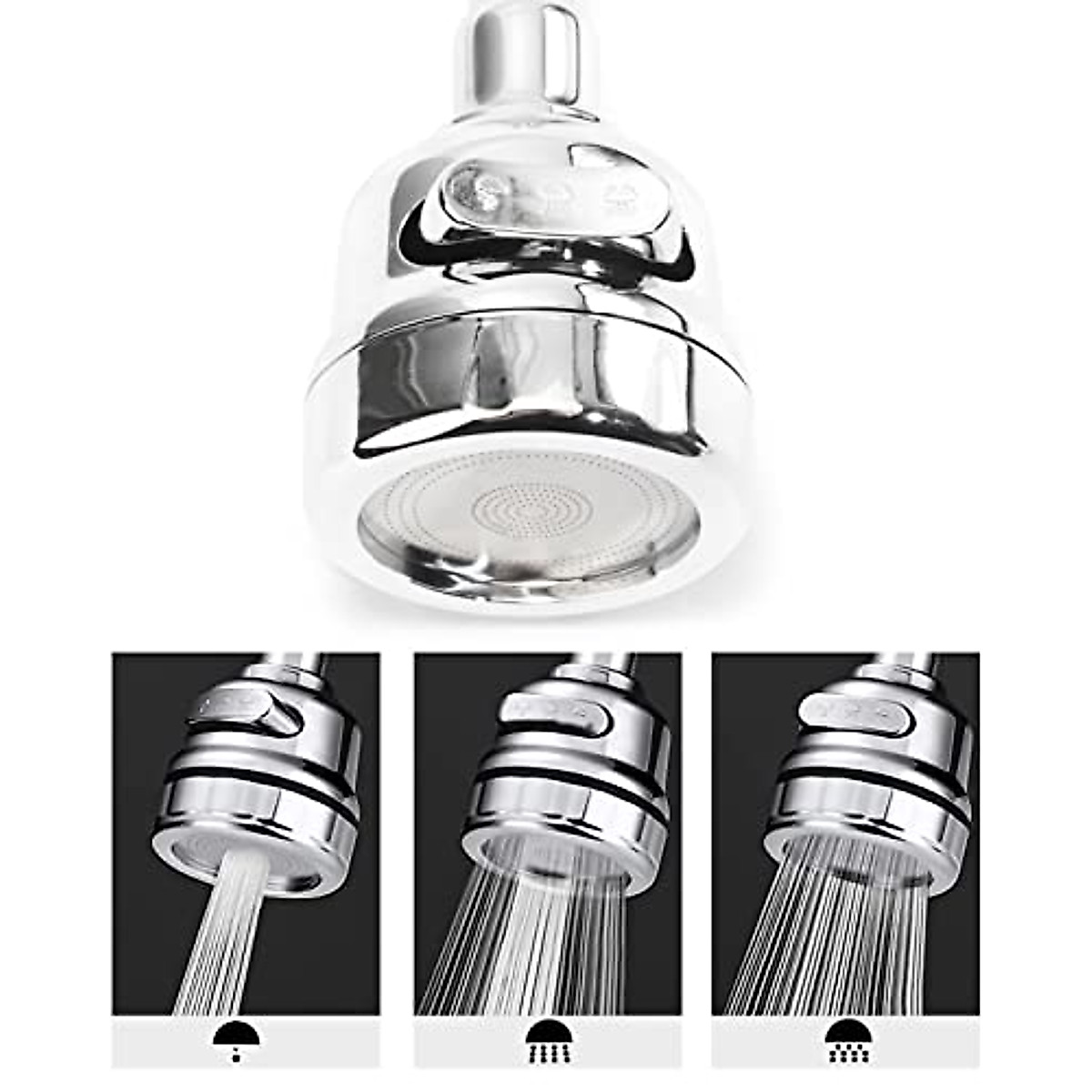 360 Degree Flexible Faucet Sprayer,3 Modes Universal Faucet Extender Sink Sprayer Attachment with Hose Set of 1 Splash Filter Faucet Water-saving Faucet Sprayer Head for Kitchen and Bathroom