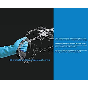 Chemical Resistant Gloves,Safety Work Cleaning Protective Heavy Duty Industrial Gloves,Natural Latex 12.2" Length Black 1 Pair Size M (Medium)