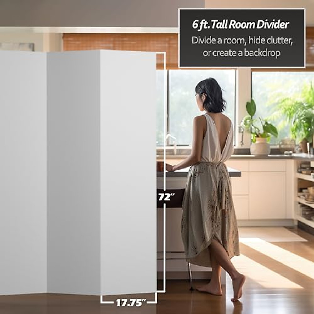 6 ft. Tall White Temporary Cardboard Folding Screen - 6 Panel