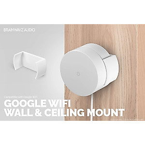 BRAINWAVZ Screwless Wall & Ceiling Mount for Google WiFi Home Mesh System Holder, No Tools Required, Easy to Install, No Mess, No Drilling, Strong VHB Adheasive Mount, White