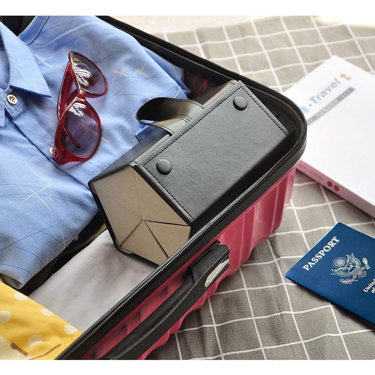 Kenpal Sunglasses Storage Organizer Holder Foldable Travel Case with 5 Slot Compartments for Multiple Glasses (Black)