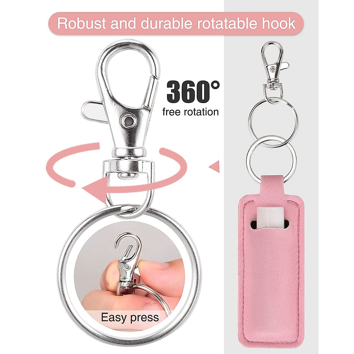 Meiiy Chapstick Holder Lip balm Holder Lipstick Sleeve Pouch Lip Gloss Holder With Hook 3 Pcs Stocking Stuffers Gift for Women (3pcs)