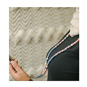 Wooden beaded phone chain lanyard gift for women stocking stuffer (Blue with Universal Tab)