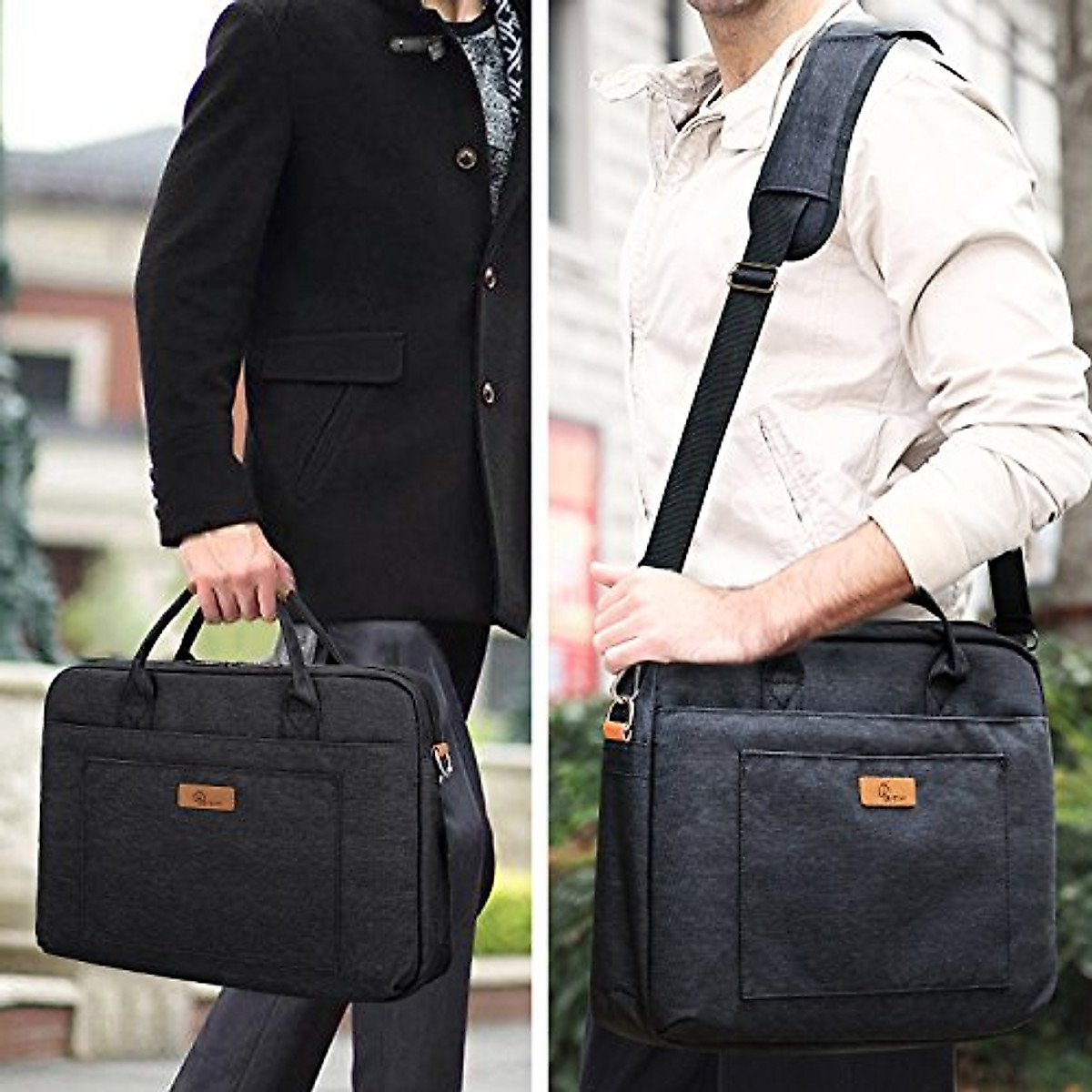 E-Tree Laptop Bag, 13.3 inch Shockproof Padded Laptop Case Briefcase Computer Bag Messenger Bag Work Bag 13-14 inch for Men Women Black