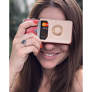 BIAJIYA Phone Card Holder RFID Leather Wallet Credit Adhesive Cell Case Stick-on Card Holder for Women and Men Back of Phone for Most of Smartphones