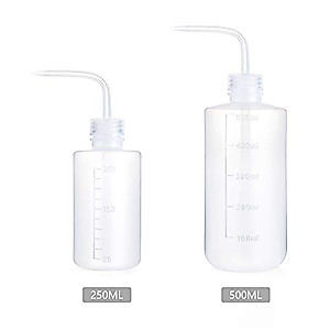 Mkono 2 Pack Watering Can, 250ML and 500ML Succulent Watering Bottle Plant Flower Squeeze Bottle Plastic Bend Mouth Safety Wash Bottle, Small and Medium, White