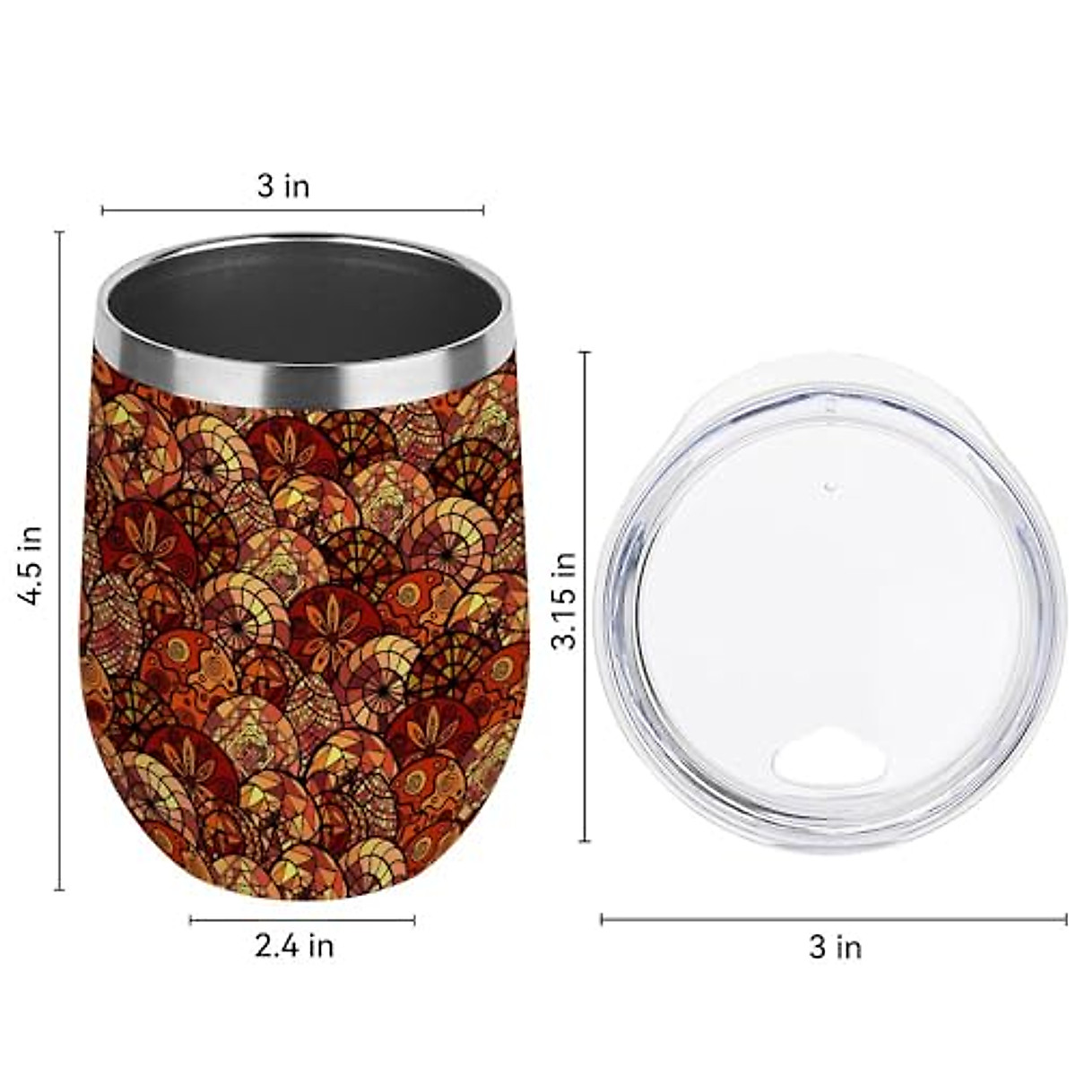 silichee 20 Oz Stainless Steel Wine Tumbler with Lid Drawn Ethnic Pattern Insulated Tumblers Vacuum Coffee Mugs for Hot and Cold Drinks,Coffee,Wine