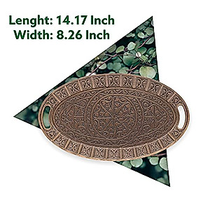 Alisveristime Turkish Ottoman Coffee Tea Beverage Serving Ellipse Tray (SMALL TRAY) (Copper)
