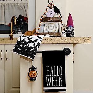 ARKENY Halloween Kitchen Towels Set of 2,Black Bats Dish Towels 18x26 Inch Drying Dishcloth,Farmhouse Home Decoration AD123