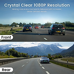 Dash Cam Front and Rear, GKU Dash Cam 1920X1080P FHD Dual Car Camera 170° Wide Angle Backup Dash Camera for Cars,Super Night Vision Car Dash Cam with Parking Mode,Motion Detection,Loop Recording