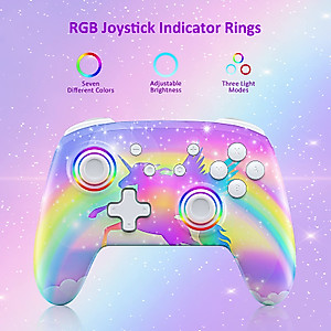 NexiGo Controller (No Deadzone) for Switch/Switch Lite/OLED, Bluetooth Wireless Controllers for Nintendo Switch with Vibration, Motion, Turbo and LED Light, Gift for Gamer Girls Boys (Violet Unicorn)