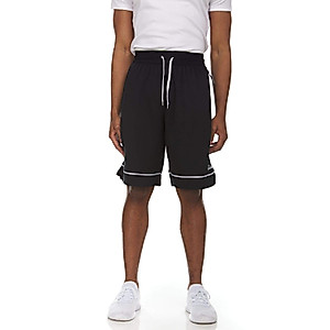 Spalding Mens Heat Performance Basketball Shorts with 10" Inseam, Black/White, L
