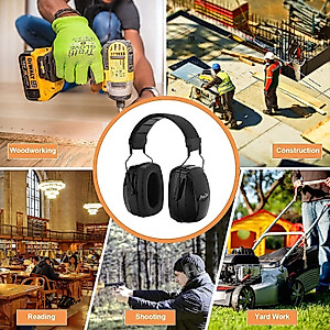 ProCase Noise Reduction Ear Muffs, NRR 28dB Shooters Hearing Protection Headphones Bundle with NRR 35dB Professional Noise Cancelling Ear Defenders for Construction Work Shooting Range Hunting
